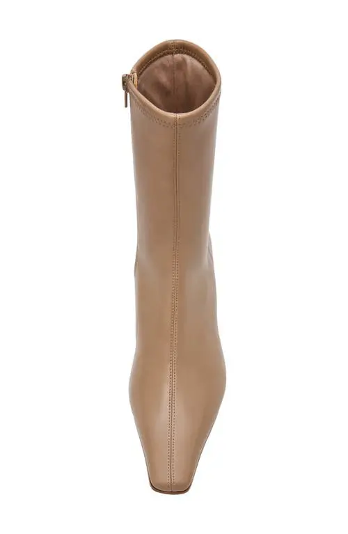 Steve Madden Kimmens Faux Leather Bootie With Kitten Heel And Square Toe - Taupe