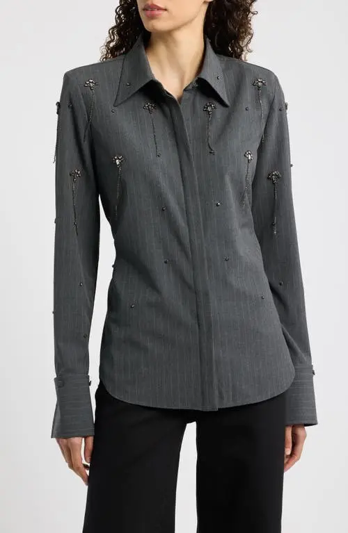 Kobi Halperin Bridget Embellished Pinstripe Shirt