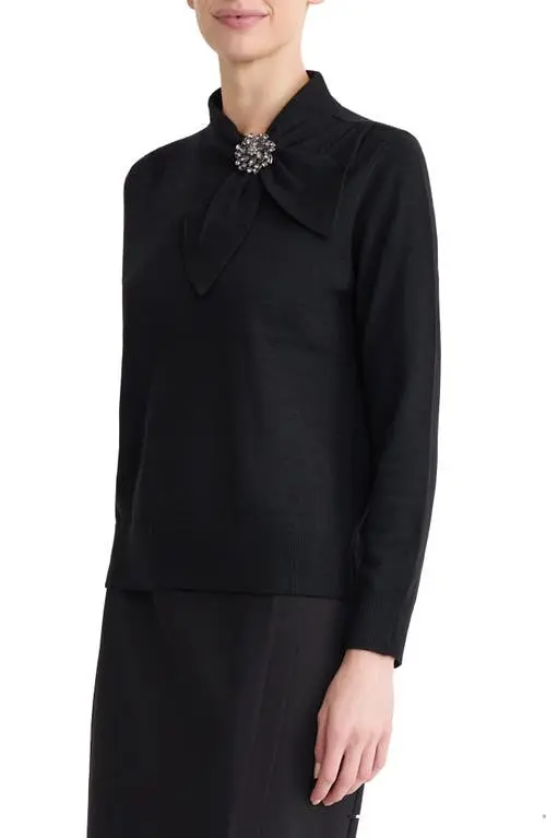 KASPER Pin Tie Sweater - Black