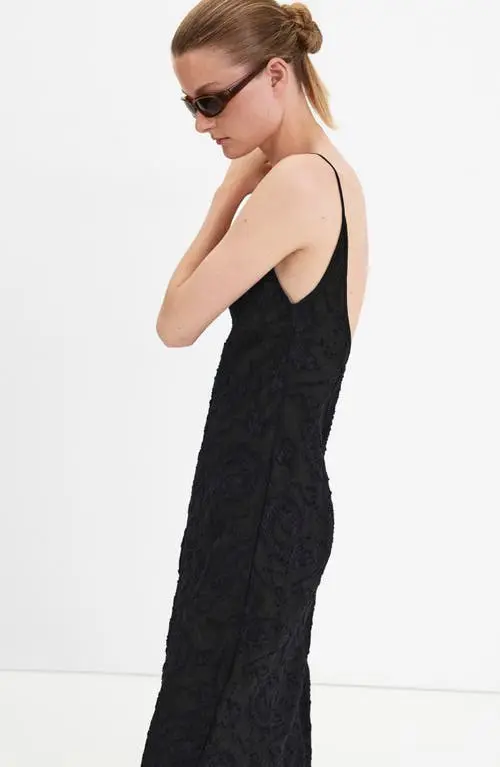 Mango Embroidered Chiffon Slipdress