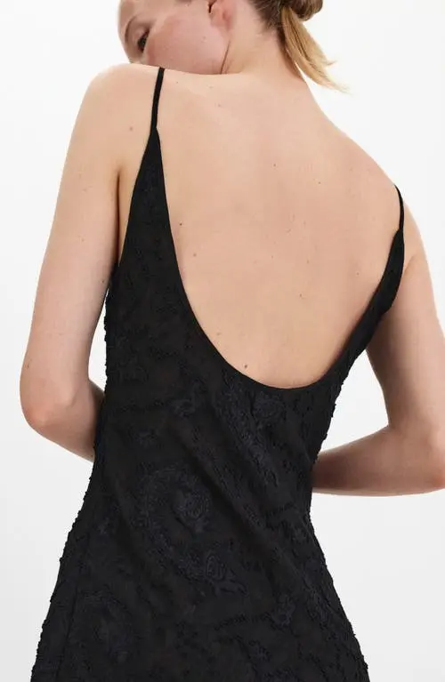Mango Embroidered Chiffon Slipdress