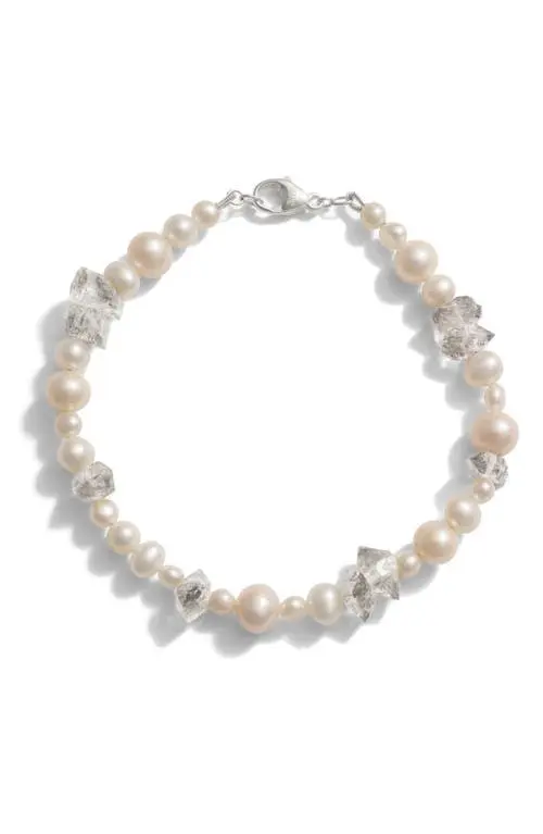 AWE INSPIRED Pearl & Raw Crystal Bracelet - Silver