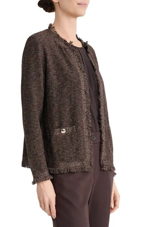 KASPER Fringe Kissing Front Cardigan