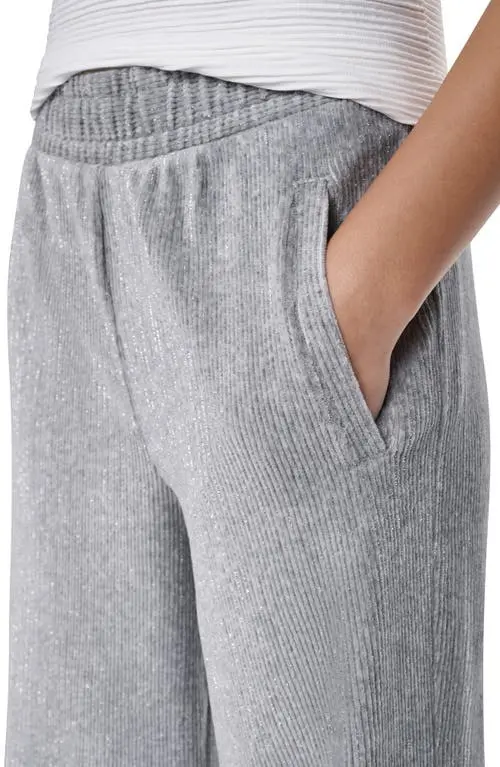 Dkny Metallic Velvet Wide Leg Pants - Feather Heather