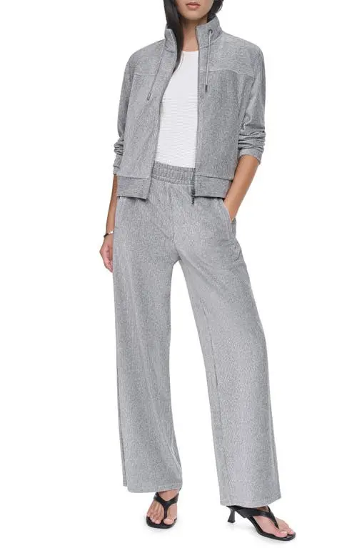 Dkny Metallic Velvet Wide Leg Pants - Feather Heather