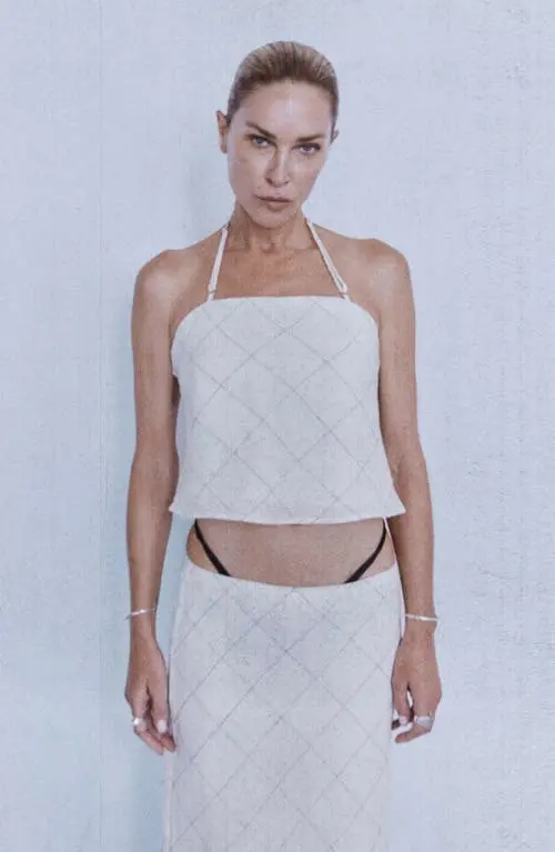 Mango Check Linen Halter Top