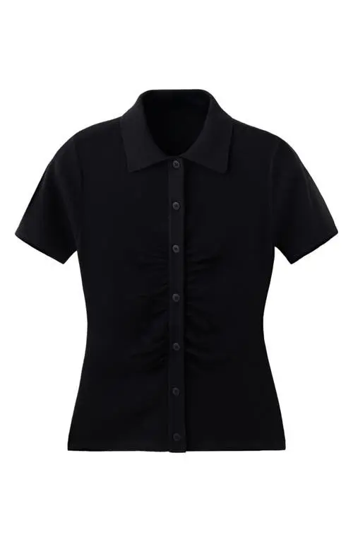Mango Ribbed Polo Cardigan With Short Sleeves