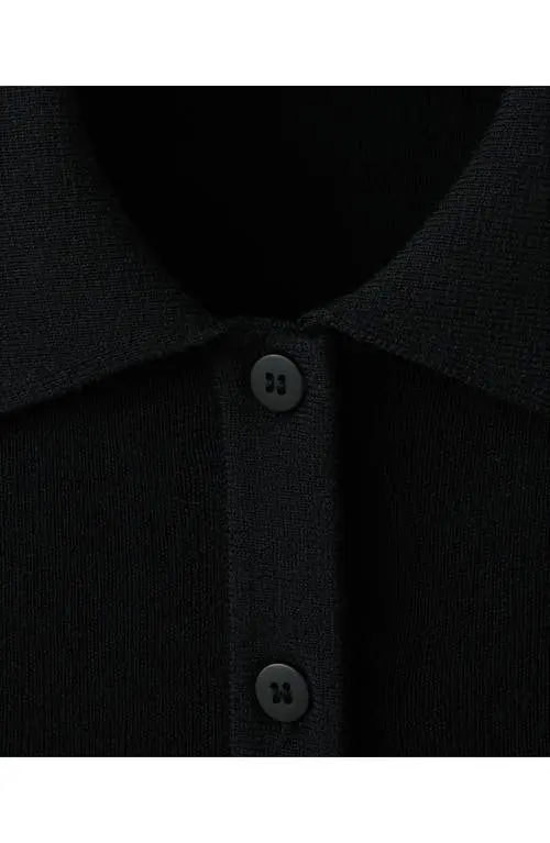 Mango Ribbed Polo Cardigan With Short Sleeves