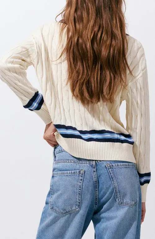 Mango Cable Stitch V-neck Sweater
