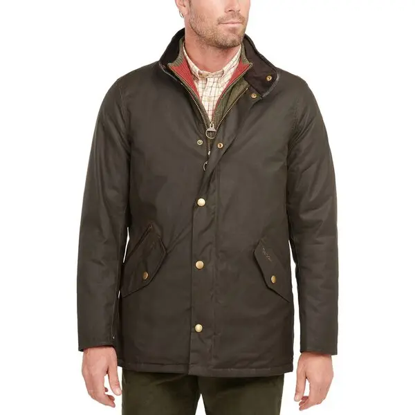 Barbour Prestbury Waxed Cotton Rain Coat - Olive