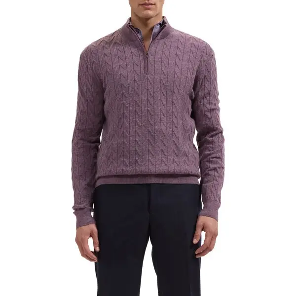 Bugatchi Half Zip Merino Wool Sweater - Amethyst
