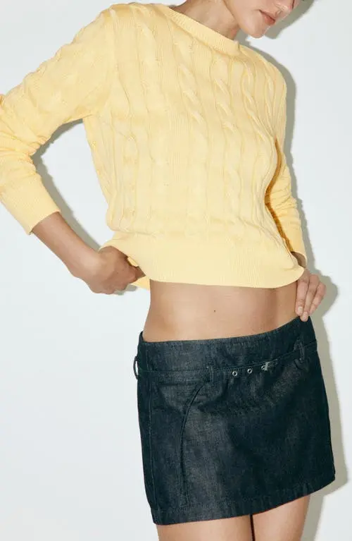 Mango Cable Stitch Sweater - Pastel Yellow
