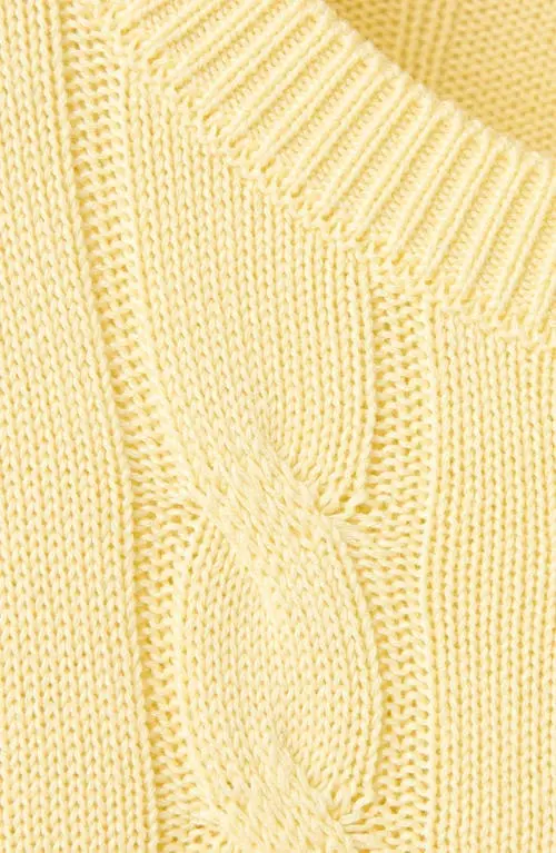 Mango Cable Knit Crewneck Sweater - Pastel Yellow