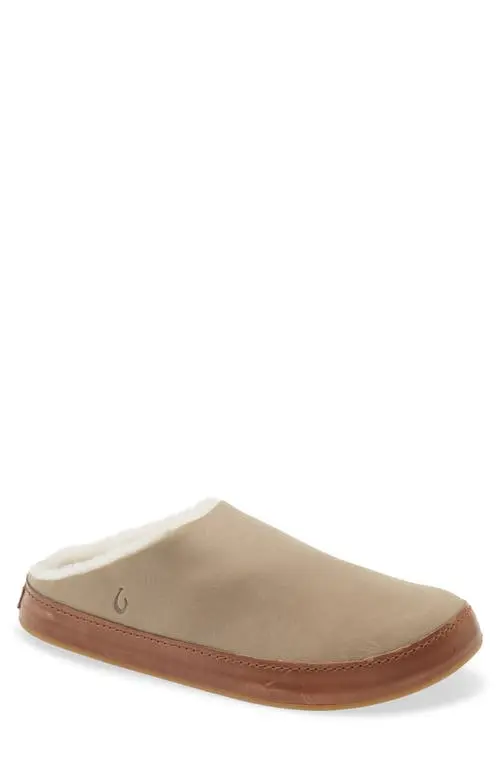 Olukai Lolii Genuine Shearling Lined Slipper - Clay/tan