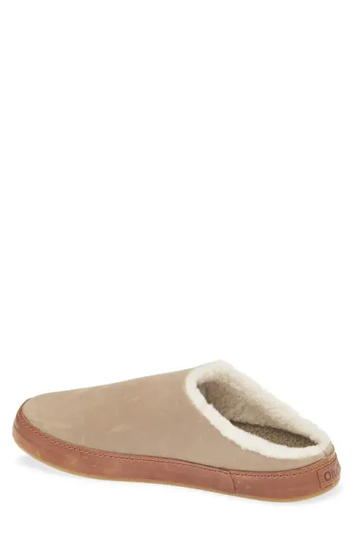 Olukai Lolii Genuine Shearling Lined Slipper - Clay/tan