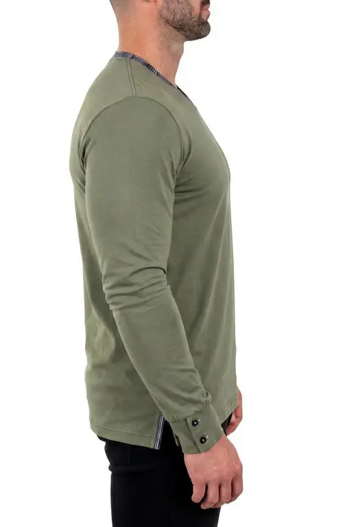 MACEOO Edison Stretch Cotton Long Sleeve V-neck T-shirt