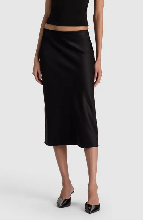 Alice + Olivia Maeve Back Slit Stretch Wool Midi Skirt - Black