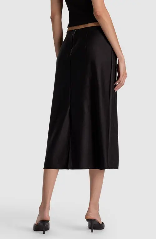 Alice + Olivia Maeve Back Slit Stretch Wool Midi Skirt