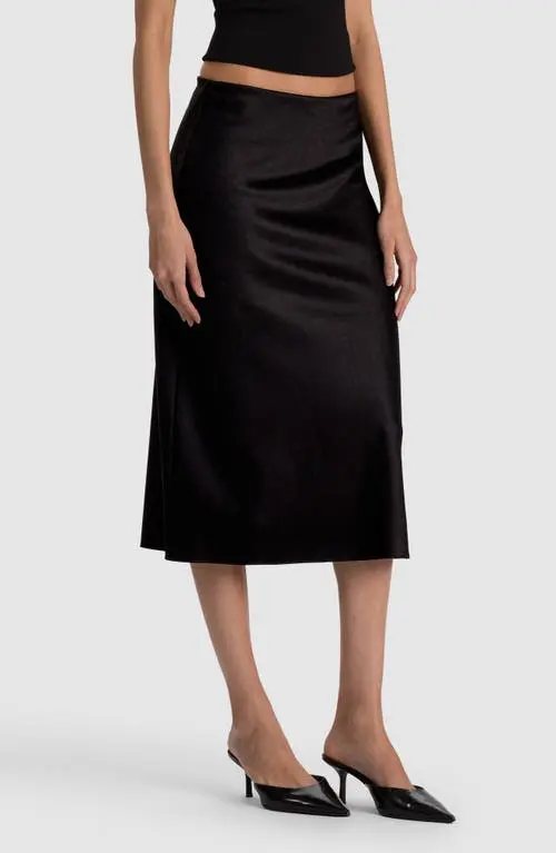 Alice + Olivia Maeve Back Slit Stretch Wool Midi Skirt