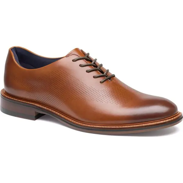 Johnston & Murphy Conard 2.0 Perforated Leather Oxford - Tan Full Grain