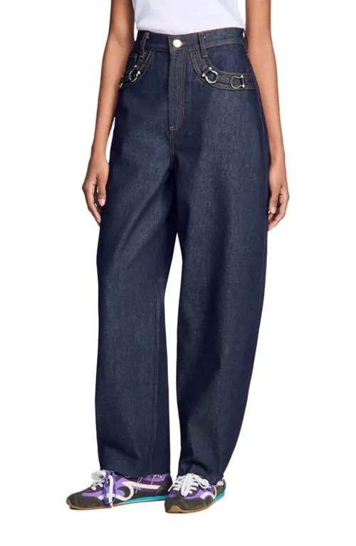 Sandro Barrel Jeans With Metal Details