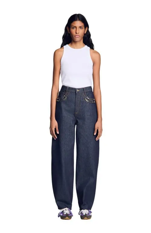 Sandro Barrel Jeans With Metal Details