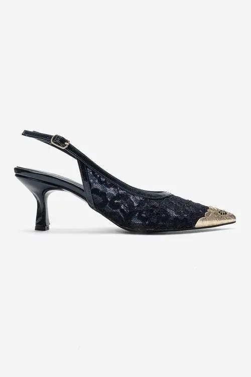 PROLOGUE SHOES Clem Lace Slingback Pump - Navy