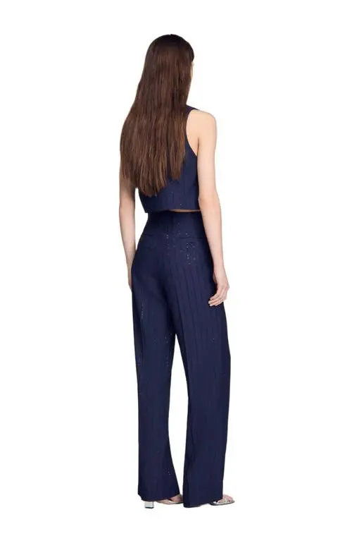 Sandro Striped Sequin Trousers