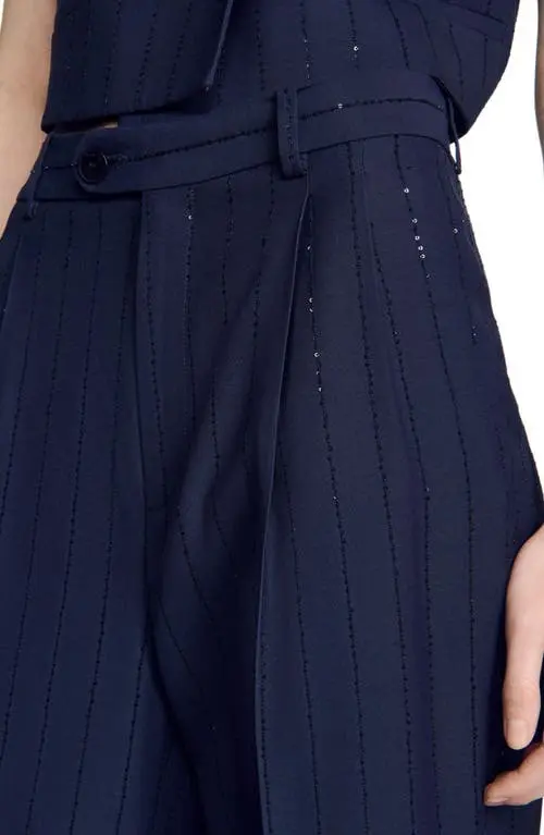 Sandro Striped Sequin Trousers