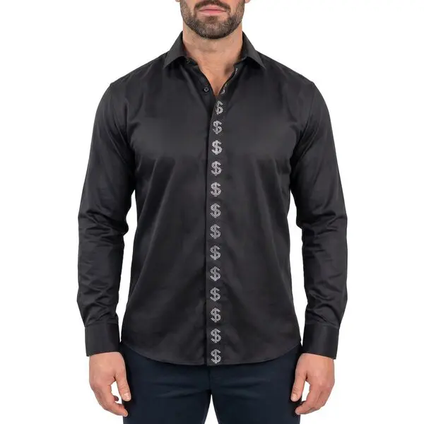 MACEOO Stone Dollar Button-up Shirt - Black