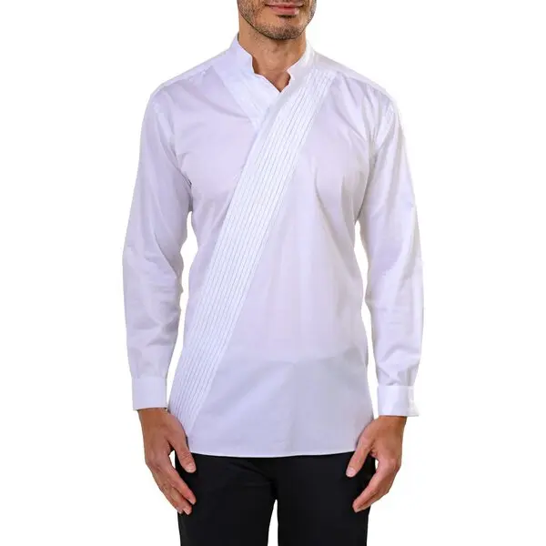 MACEOO Kymono Asymmetric Pleat Button-up Shirt - White
