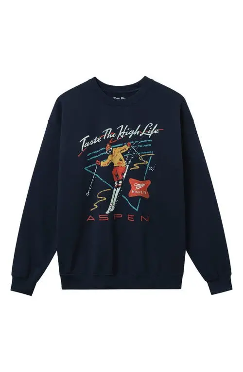 Junk Food Miller Taste The High Life Graphic Sweatshirt - Navy