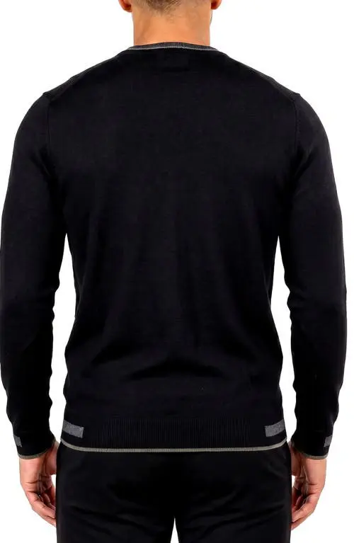 MACEOO Check Textured Crewneck Sweater