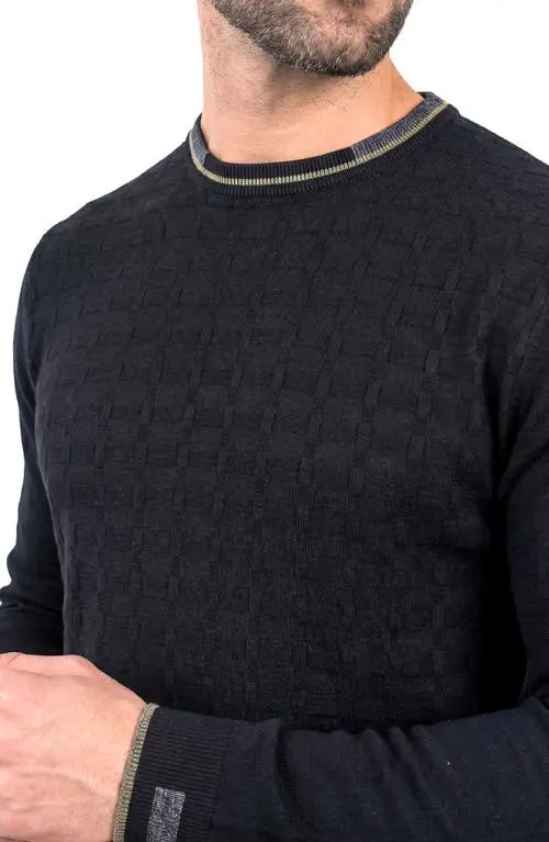 MACEOO Check Textured Crewneck Sweater
