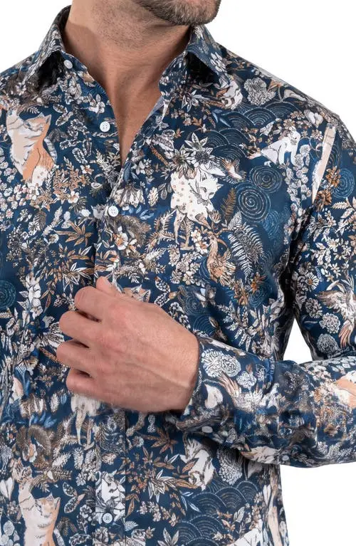 MACEOO Fibonacci Contemporary Fit Silk Button-up Shirt