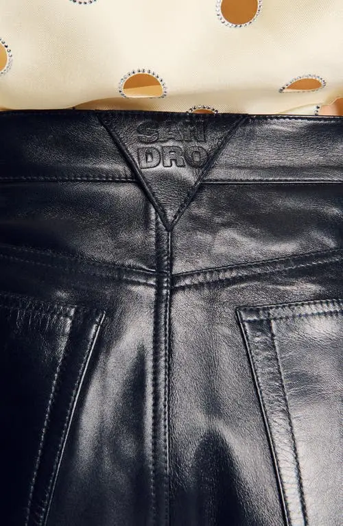 Sandro Leather Barrel-leg Trousers