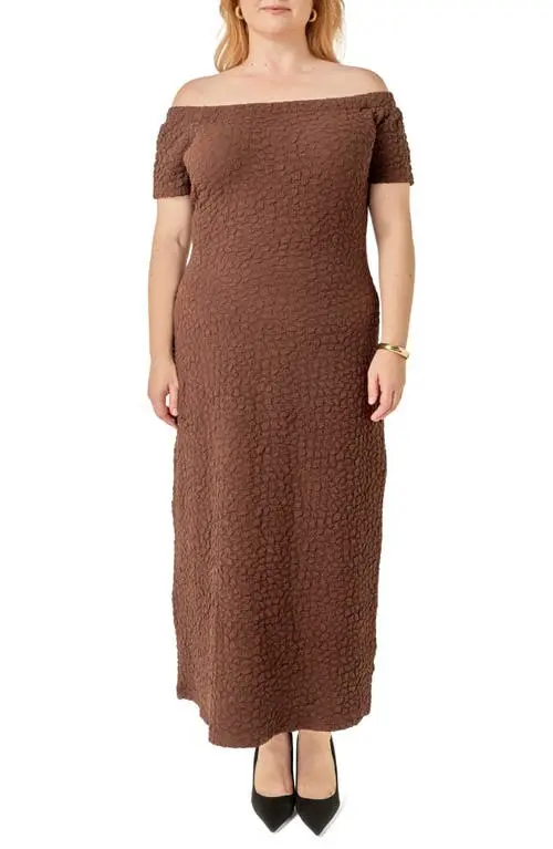 English Factory Textured Off-the-shoulder Maxi Dress