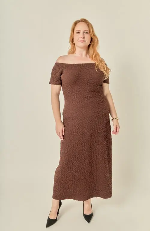 English Factory Textured Off-the-shoulder Maxi Dress