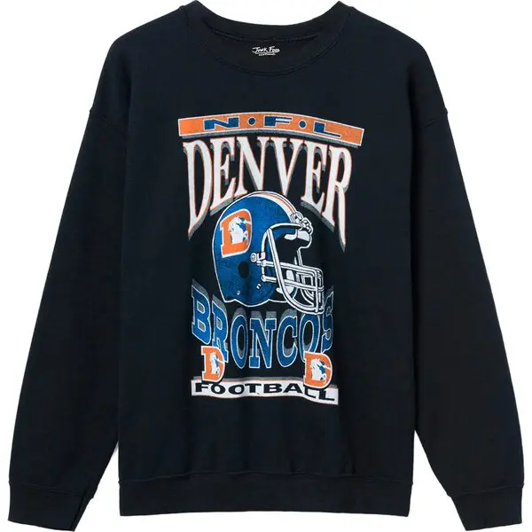 Junk Food Denver Broncos Nfl Helmet Crewneck Sweatshirt - Black