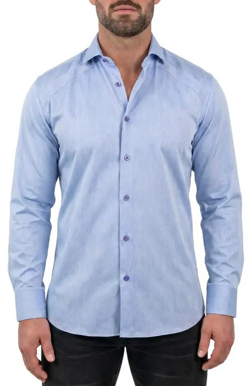 MACEOO Cotton Button Up Shirt - Blue