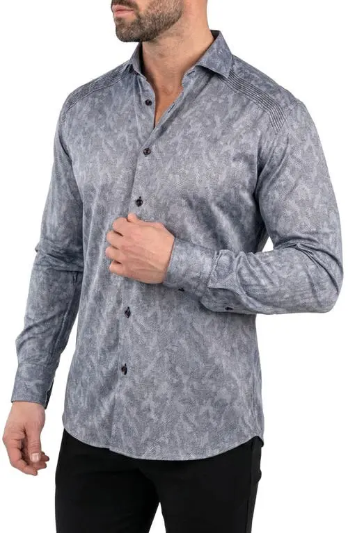 MACEOO Pintuck Textured Cotton Button Up Shirt