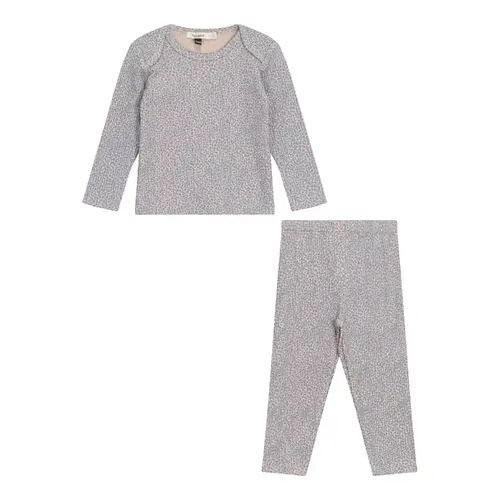 FRAGILE Leopard Print 2-piece Setlong Sleeve Crewneck Top & Covered Elastic Waist Pants - Beige/blue