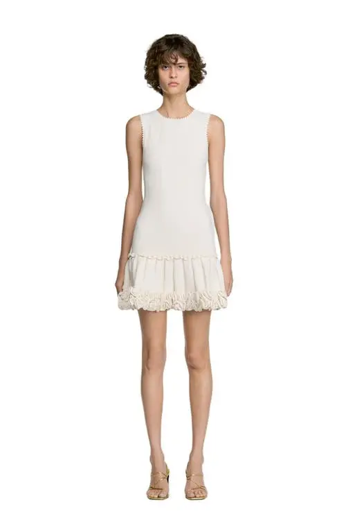 Sandro Floral Knit Short Dress - Ecru