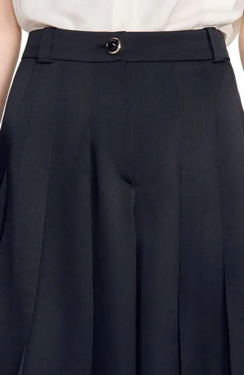 Sandro Long High-waisted Pleated Shorts