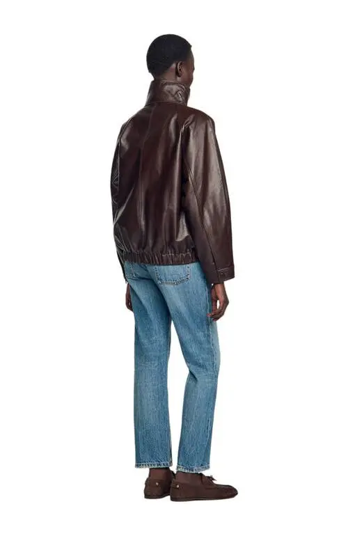 Sandro Oversized Leather Jacket
