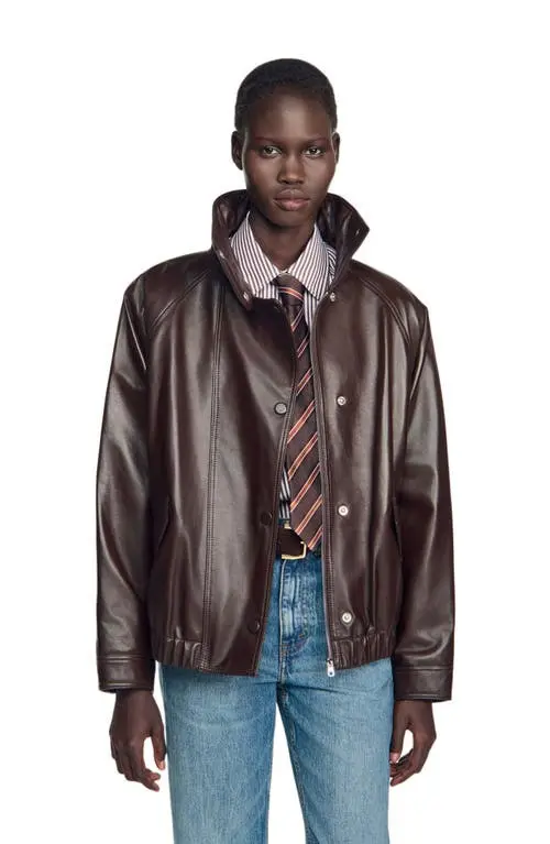 Sandro Oversized Leather Jacket
