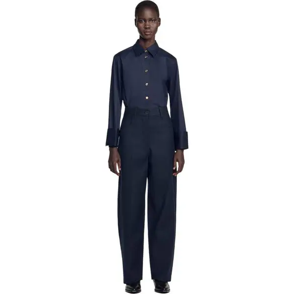 Sandro Wool Suit Trousers - Navy Blue