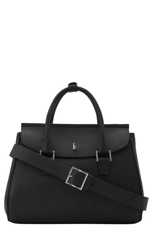 BEHNO Coco Medium Pebbled Leather Satchel - Black
