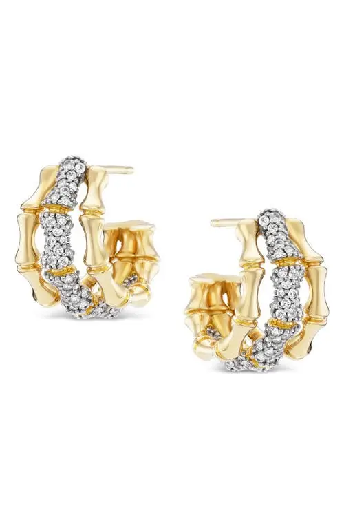 GRACE WINFREY Trio Bamboo Diamond Huggie Hoop Earrings - Gold