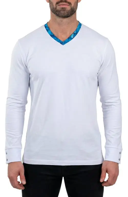 MACEOO Edison Stretch Cotton Long Sleeve V-neck T-shirt